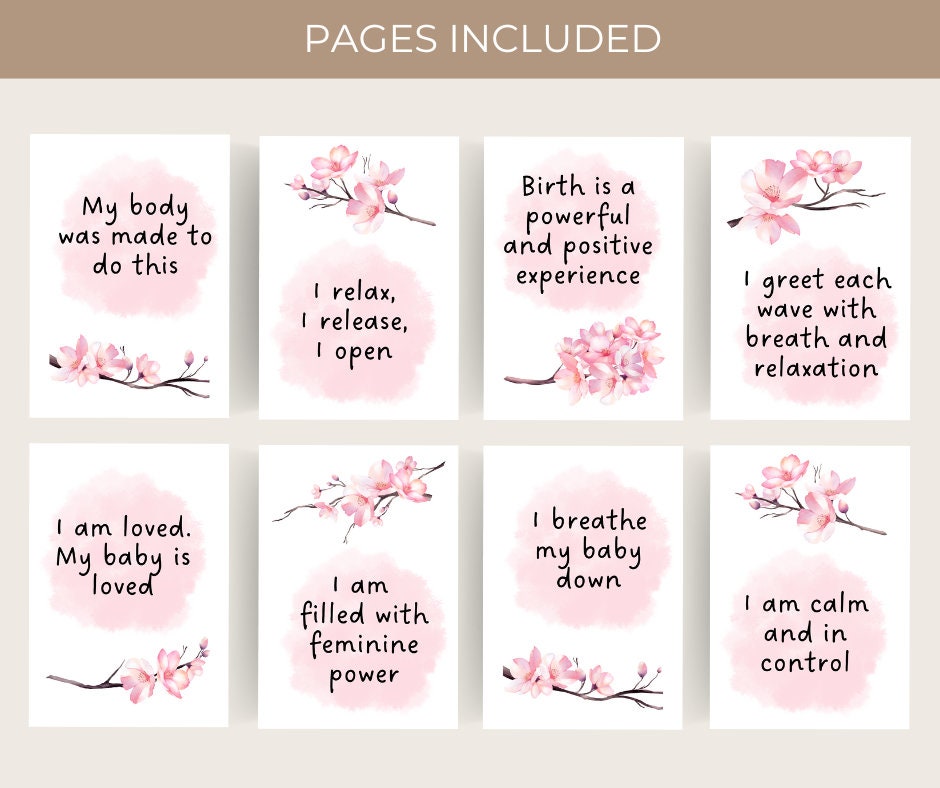 30 Printable Birth Affirmation Cards | Cherry Blossom | Instant ...