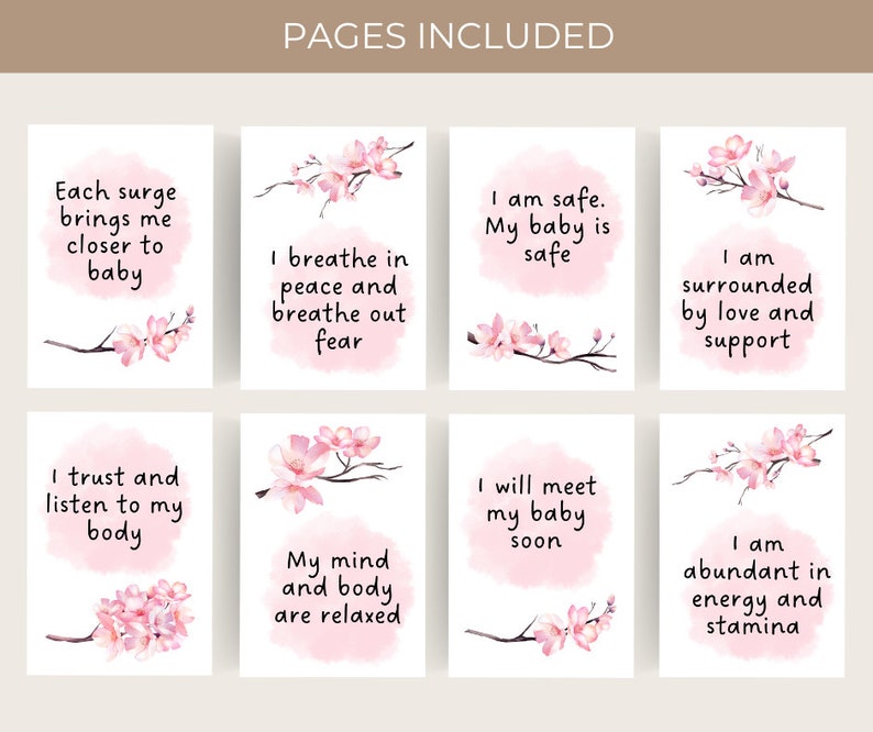 30 Printable Birth Affirmation Cards | Cherry Blossom | Instant ...