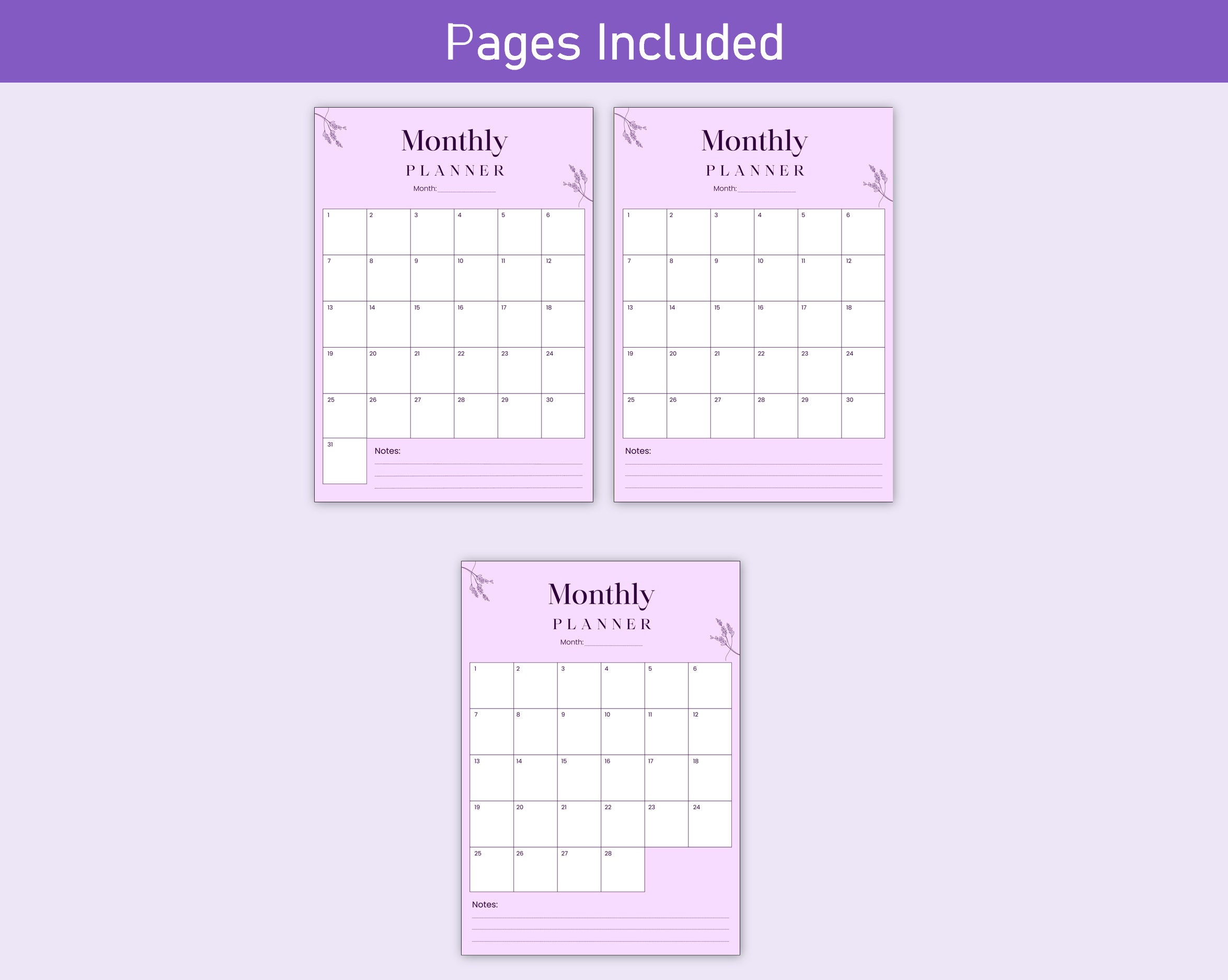 Lavender Printable Planner A4 PDF and PNG 11 Page Planner - Etsy