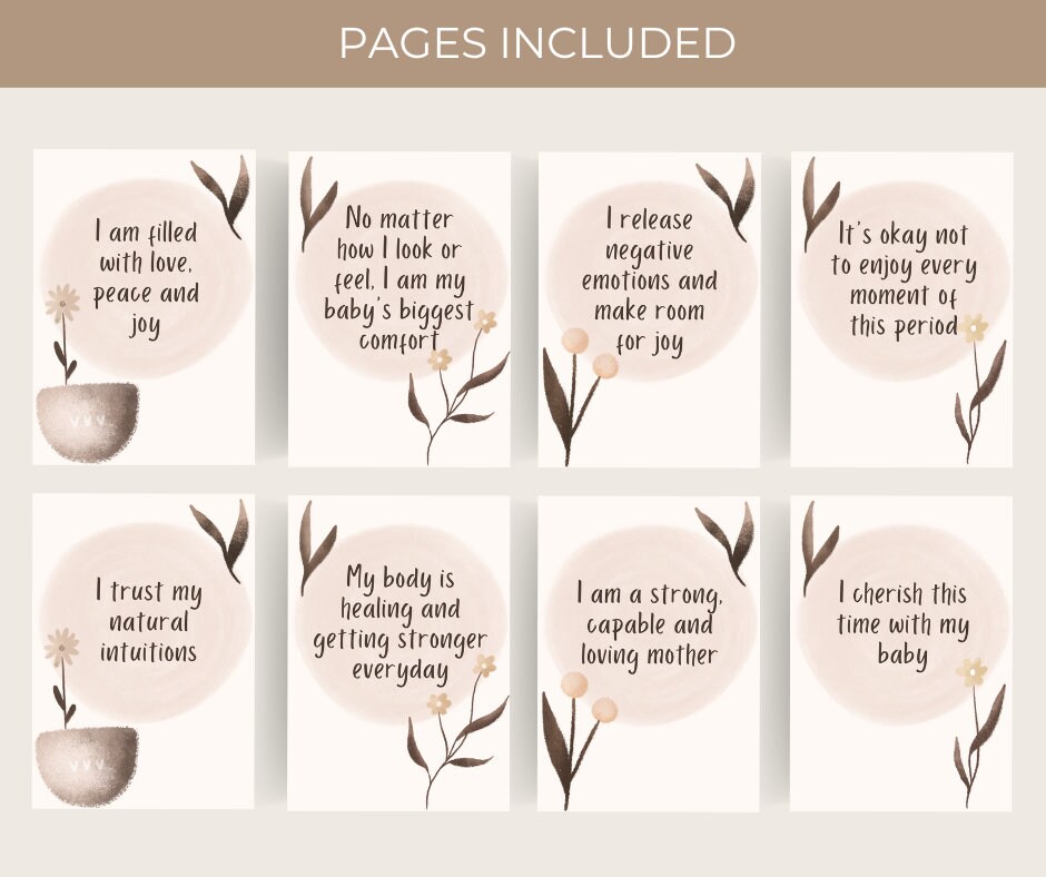 30 Postpartum Affirmation Cards Instant Download Positive Postpartum ...