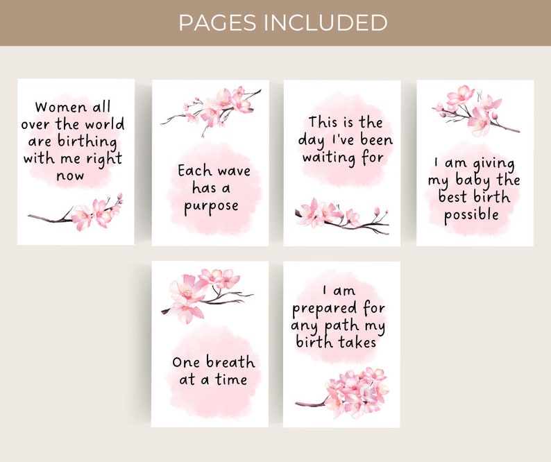 30 Printable Birth Affirmation Cards | Cherry Blossom | Instant ...