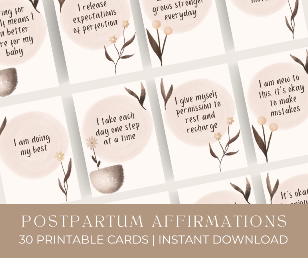 30 Postpartum Affirmation Cards | Instant Download | Positive ...