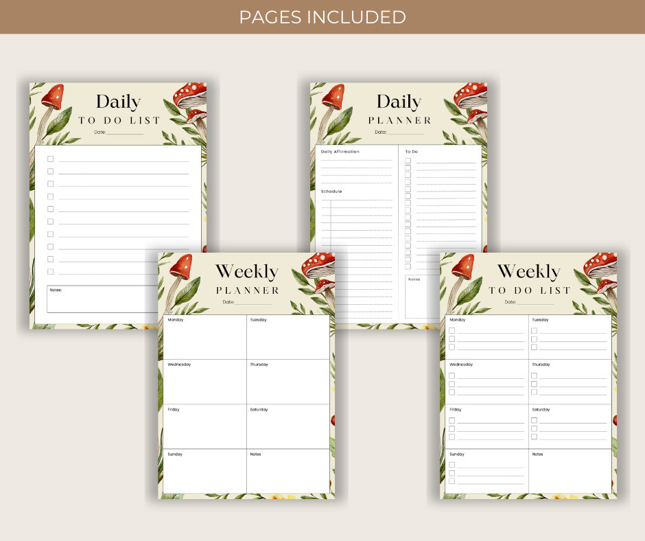 Cottagecore Printable Planner, A4 PDF and PNG, 11 Page Planner Bundle ...