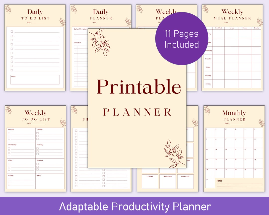Yellow Printable Planner A4 PDF and PNG 11 Page Planner - Etsy
