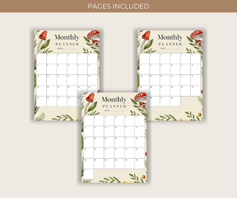 Cottagecore Printable Planner, A4 PDF and PNG, 11 Page Planner Bundle ...