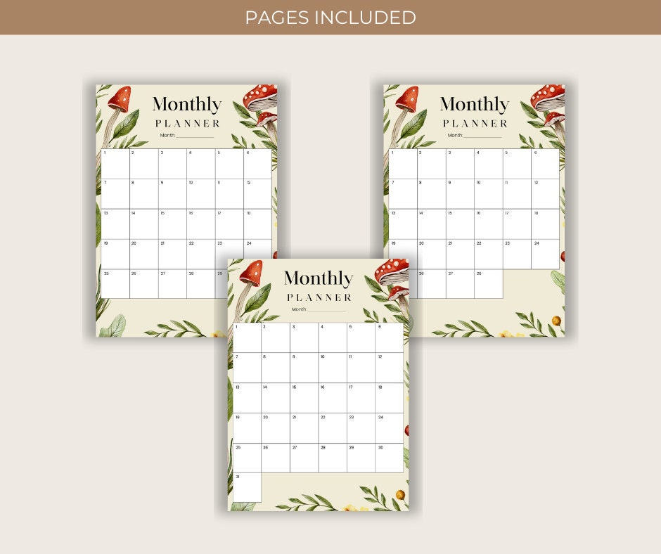 Cottagecore Printable Planner, A4 PDF and PNG, 11 Page Planner Bundle ...