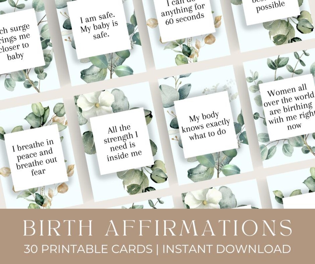 Birth Affirmation Cards | 30 Printable Birth Affirmations | Instant ...