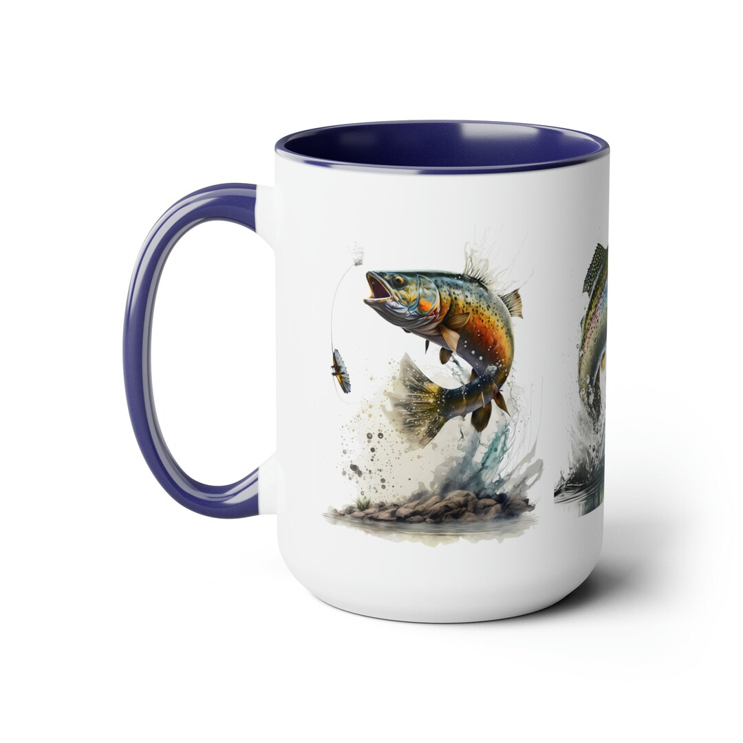 Three Trout Watercolor Scenes Fishing Mug, Fly Fishing Mug, Trout ...