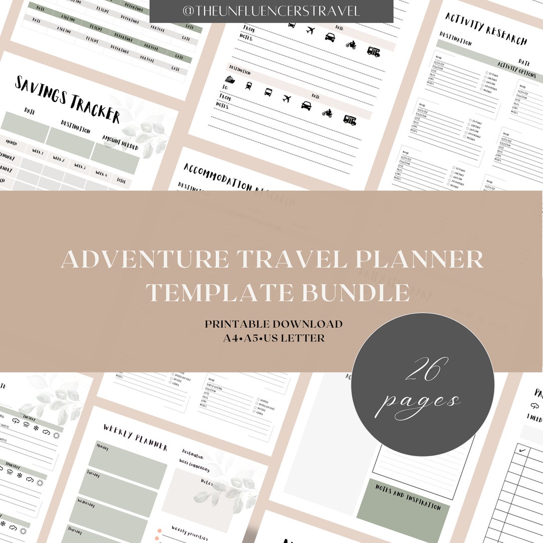 Adventure Travel Planner Printable Planner Trip Planner Digital Travel ...