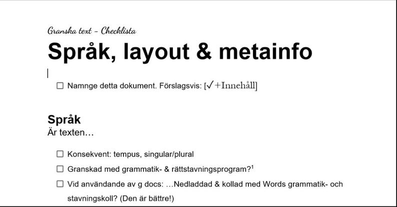 Checklista Granska Text: Språk Layout & Metainfo - Etsy