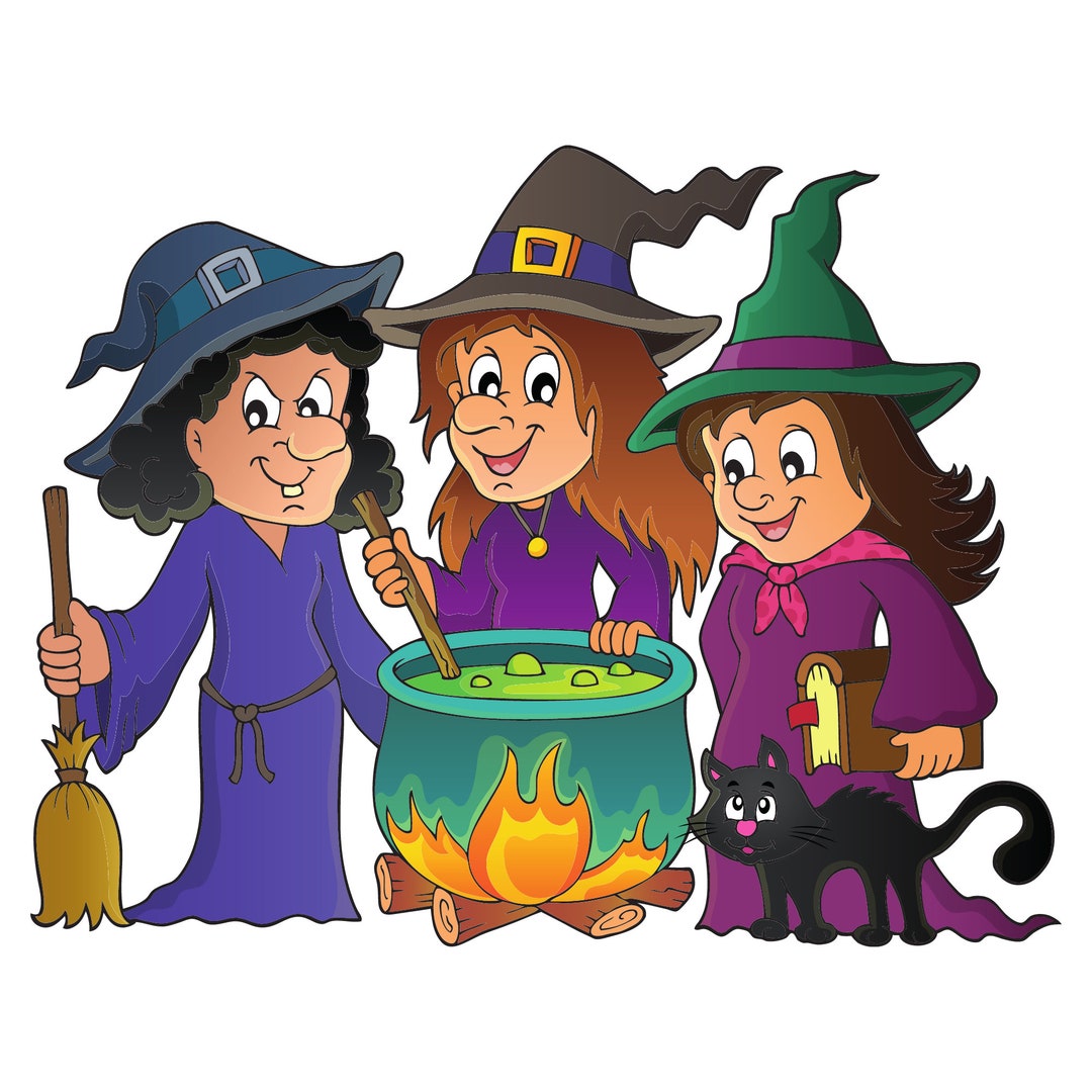 Halloween Witches SVG Three Witches Scene Svg Witches and Cauldron ...
