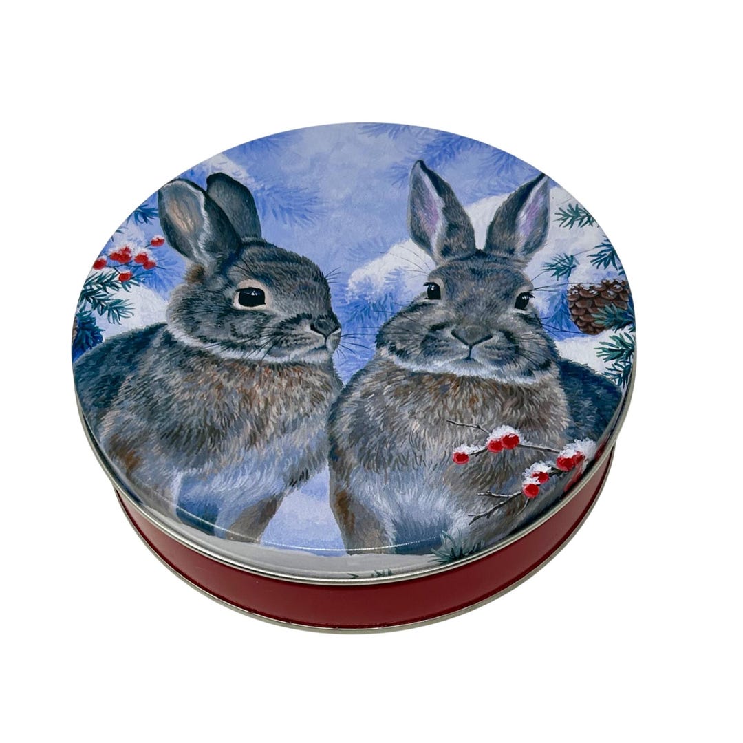 Vintage 1960's Rabbit Winter Scene Candy Tin - Design Artist Abraham ...