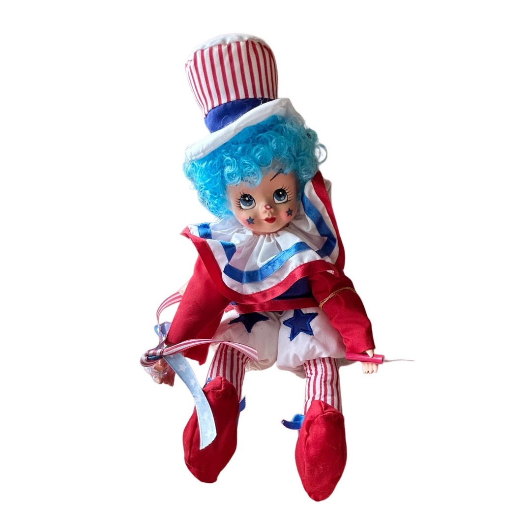 Brinns Porcelain Uncle Same Calendar Clown Doll for July 4th - 14 ...