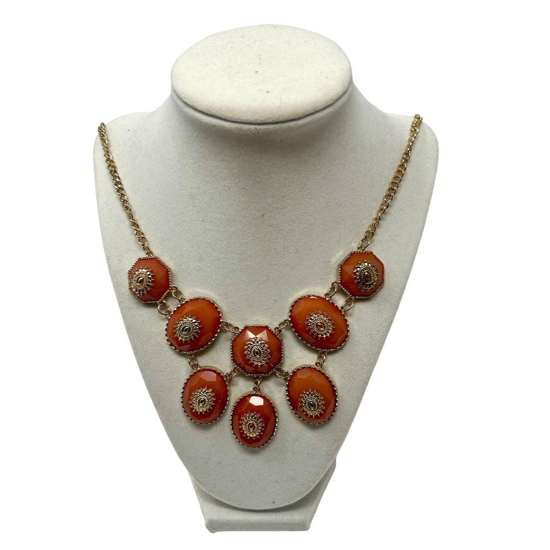 Vintage Charming Charlie Orange Acrylic Stones W/gold Tone Accents ...