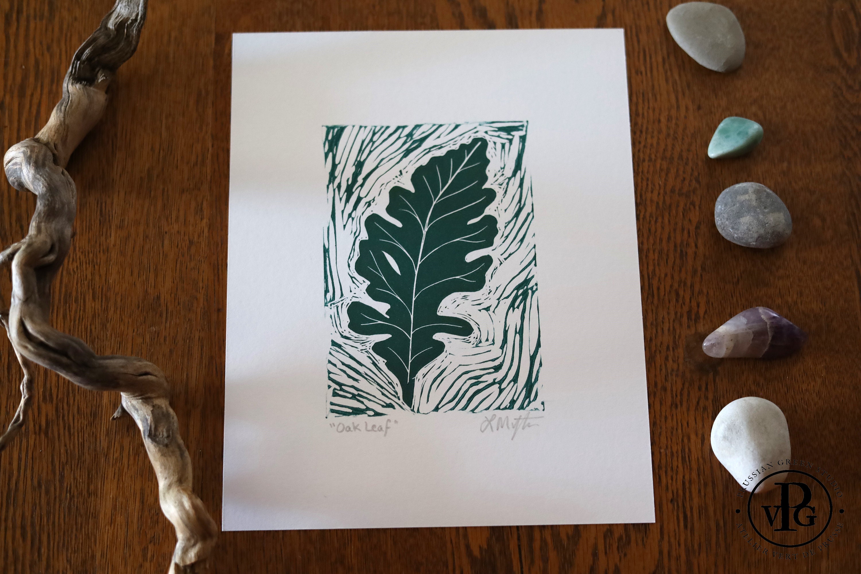 Oak Leaf Original Linocut Print, Forest Lino Art, Nature Themed Block ...