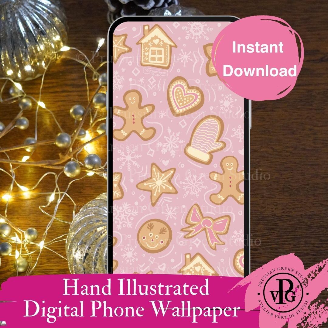 Pink Gingerbread Cookies Instant Download, Winter Vibes Smartphone ...