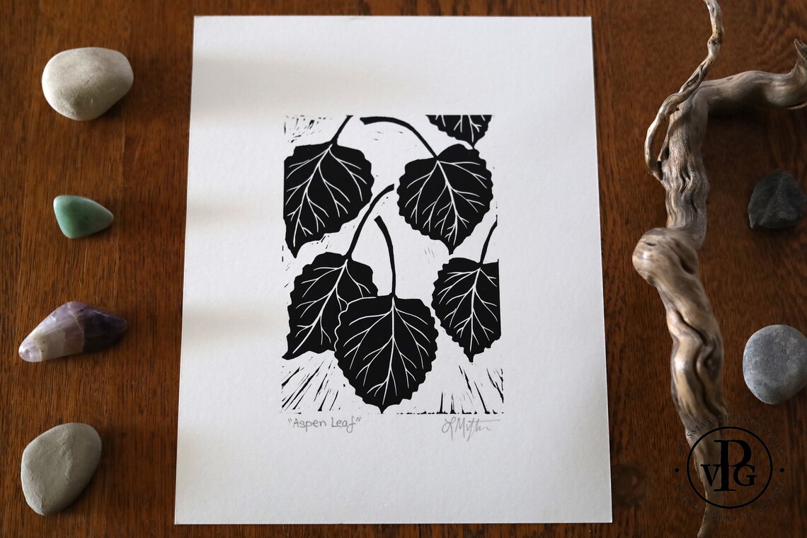 Aspen Leaf Original Linocut Print, Forest Linoprint, Nature Themed ...