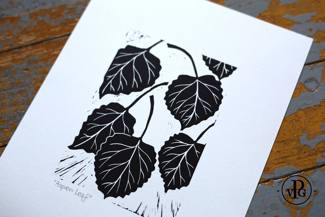 Aspen Leaf Original Linocut Print, Forest Linoprint, Nature Themed ...