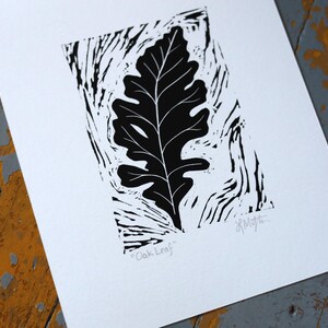 Oak Leaf Original Linocut Print, Forest Lino Art, Nature Themed Block ...