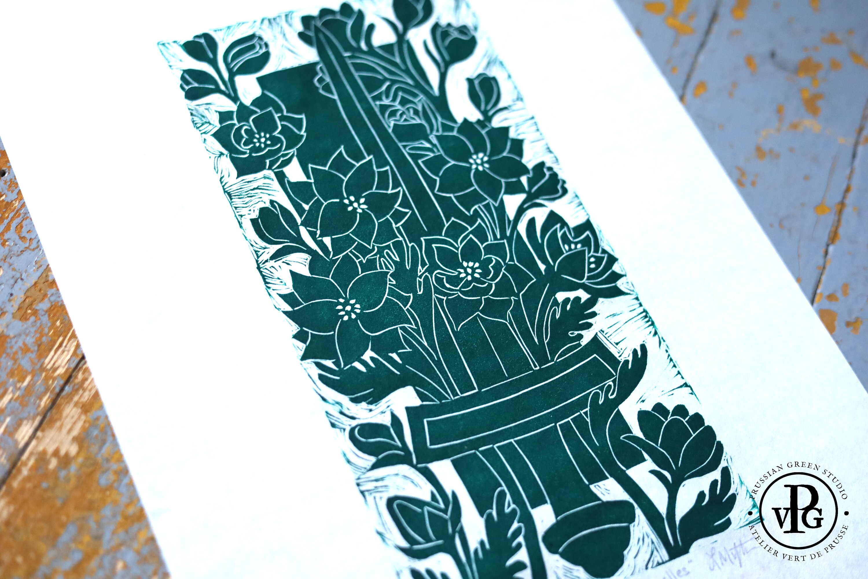 Sword Flowers Original Linocut Print, Garden Lino Style, Nature Relief ...