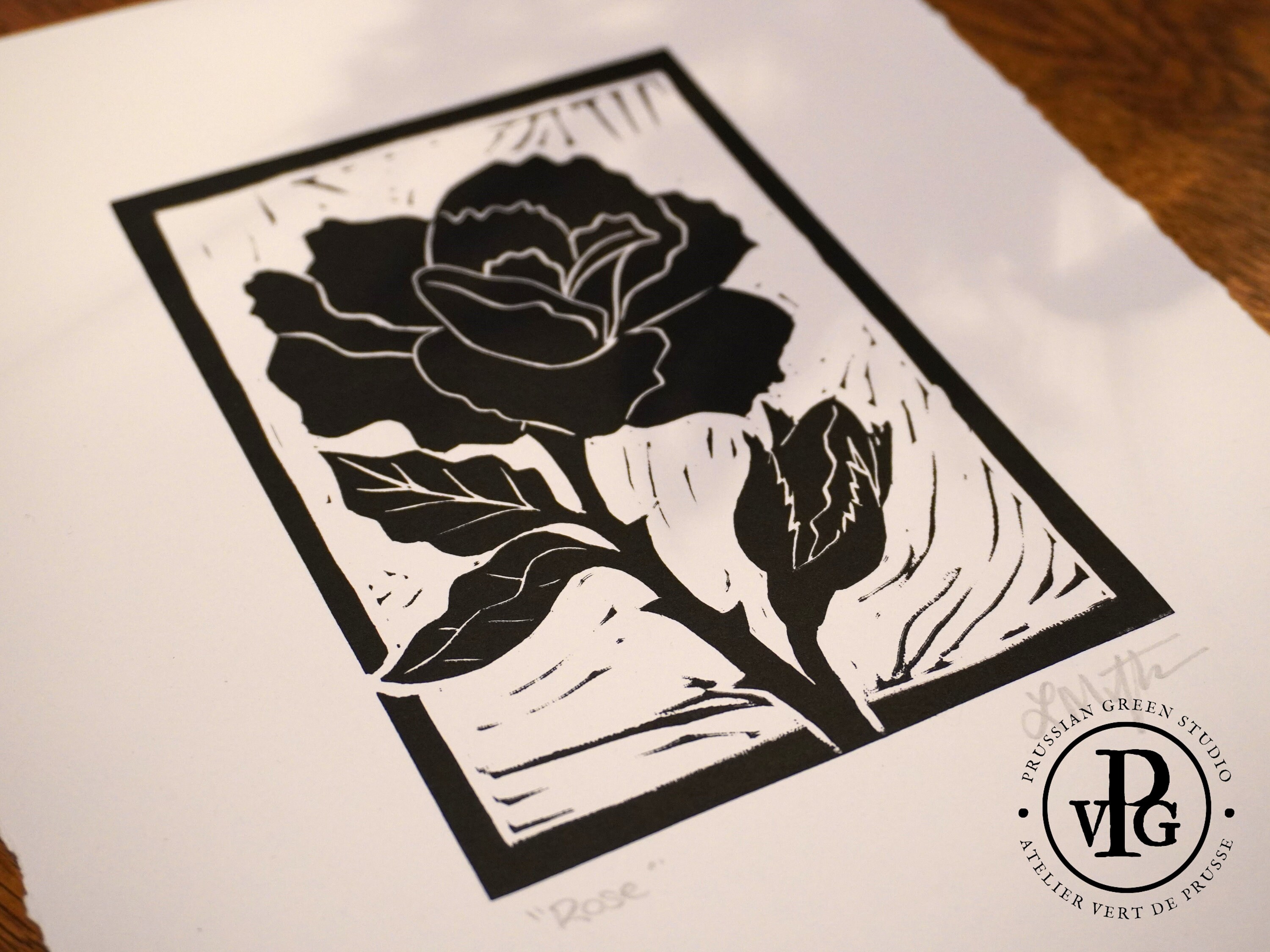 Rose Original Linocut Print, Garden Linoprint, Floral Themed Block ...