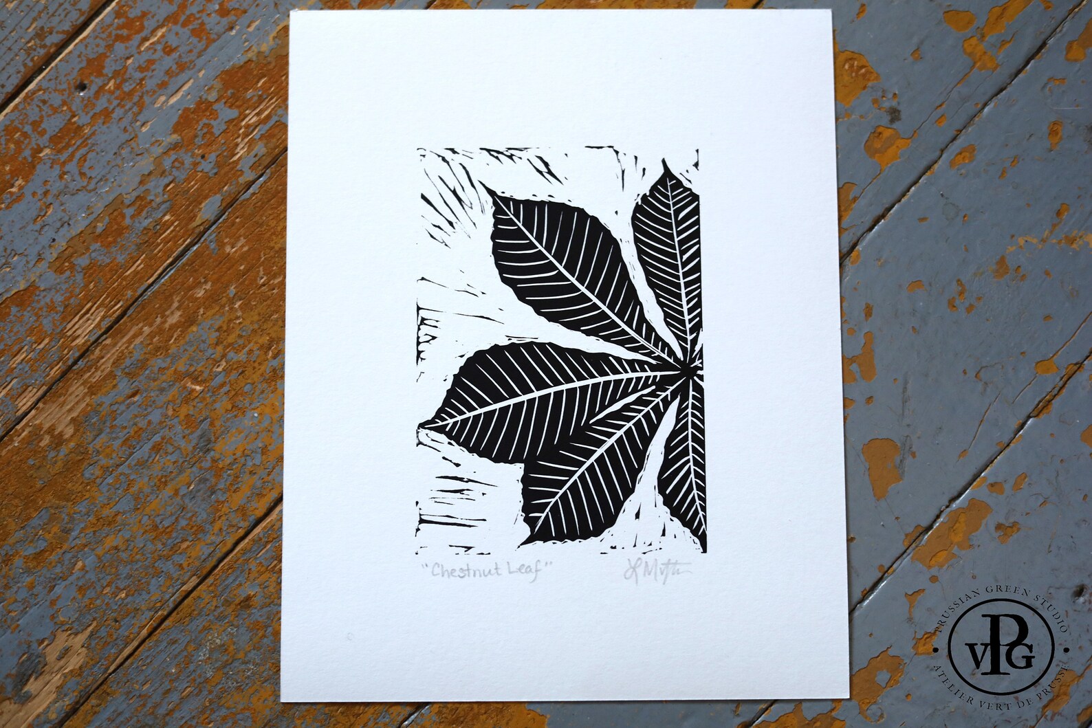Chestnut Leaf Original Linocut Print, Forest Linoprint, Nature Themed ...