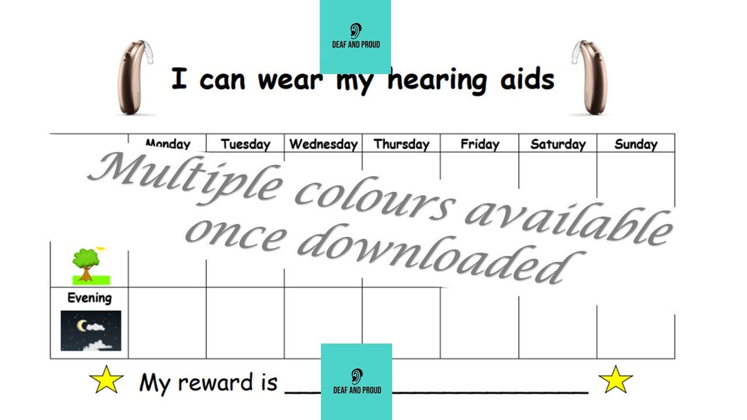 Phonak Marvel Hearing Aid Daily Tracker Reward Chart - Etsy