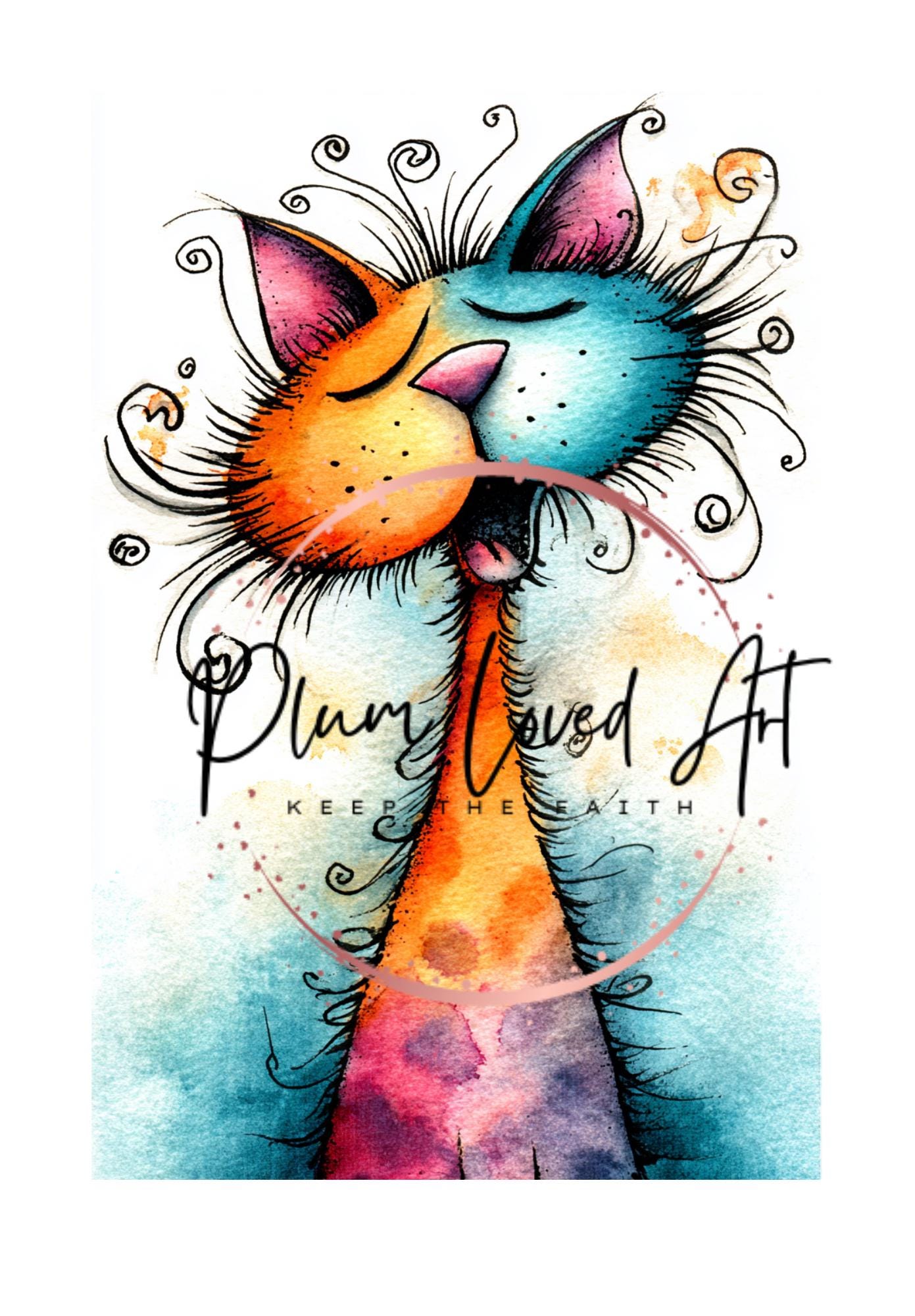 Colorful Kitties Cat Watercolor Digital Images for Artist PDF AND PNG ...