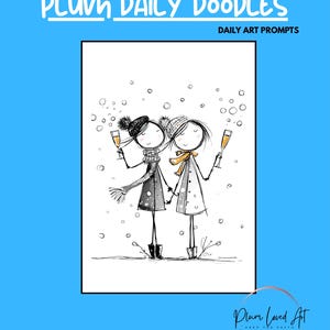 January Daily Art Doodles and Scorecard, Digital Images (PDF and PNG ...