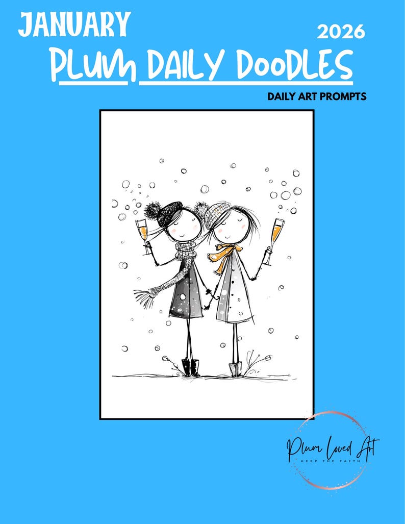 January Daily Art Doodles and Scorecard, Digital Images (PDF and PNG ...