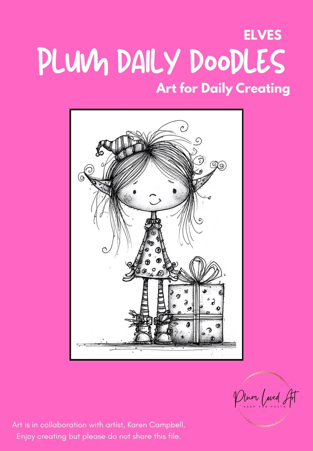 Elves - Plum Daily Doodle Art Line Art Digital Images for Artist PDF ...