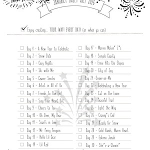 January Daily Art Doodles and Scorecard, Digital Images (PDF and PNG ...