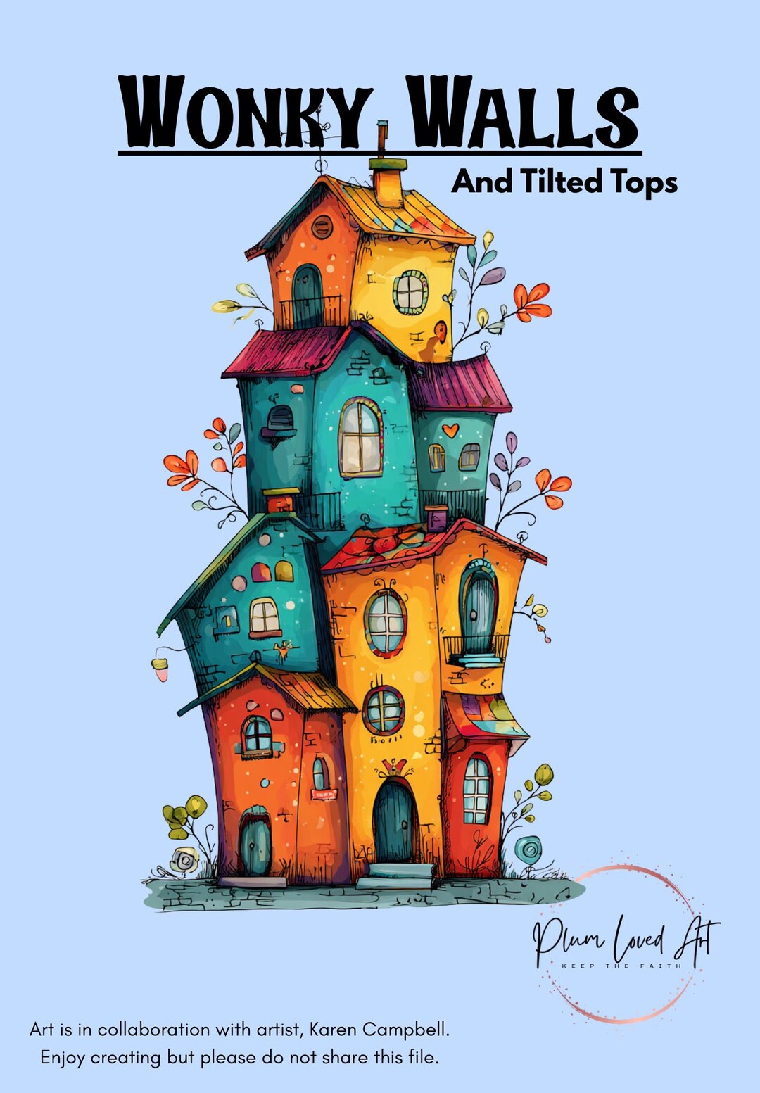 Wonky Walls and Tilted Tops Houses Digital Images for Artist - Etsy