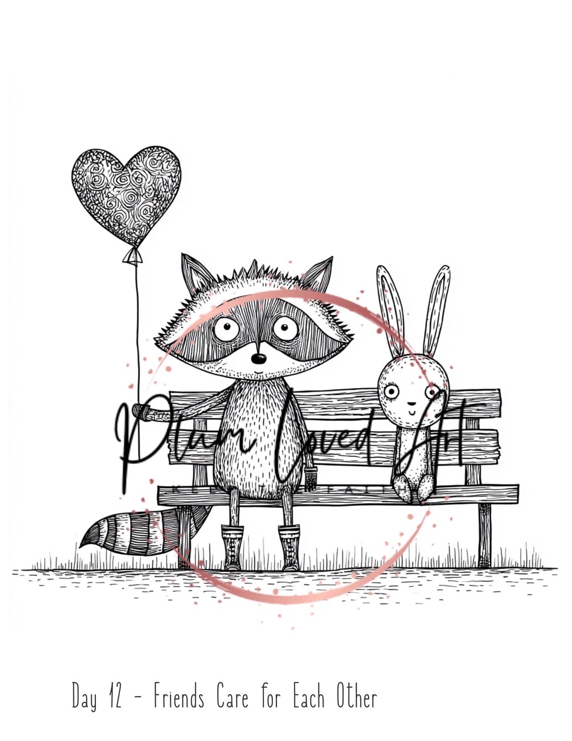 February Daily Art Doodles and Scorecard, Digital Images (PDF and PNG ...