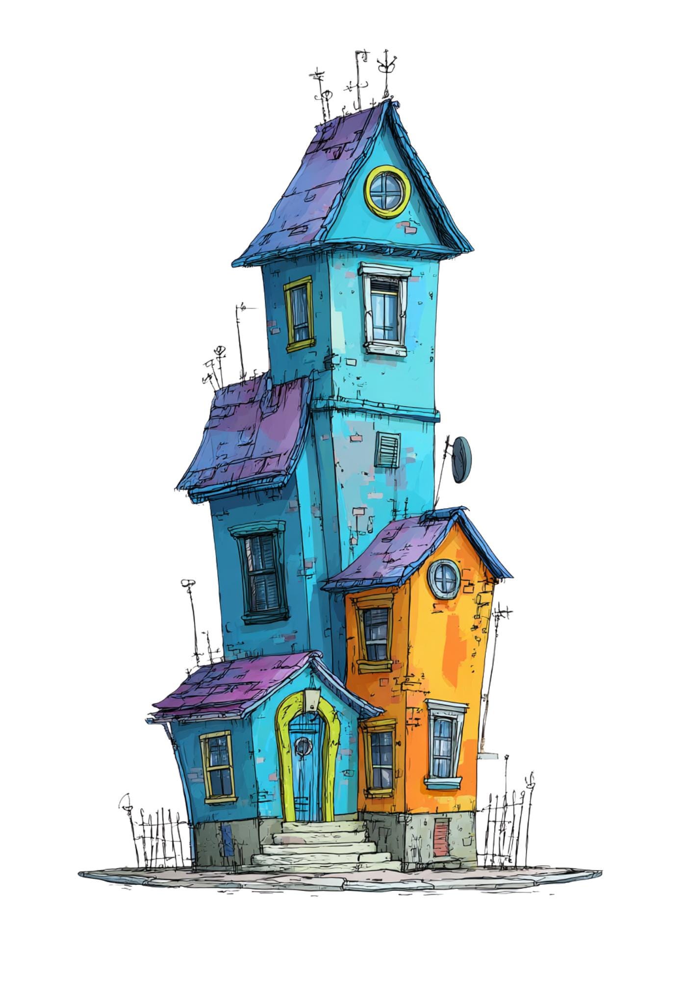 Wonky Walls and Tilted Tops Houses Digital Images for Artist - Etsy