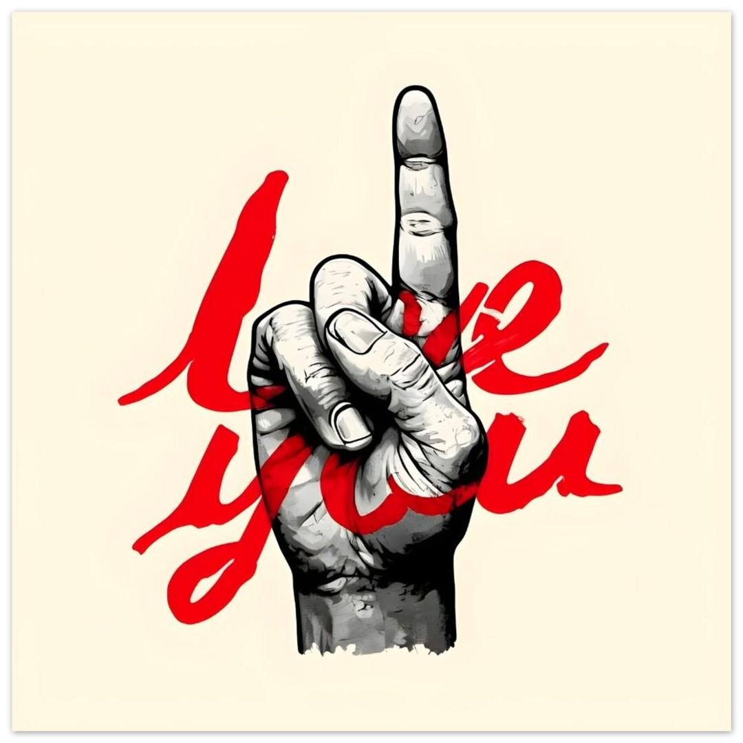 Bold Statement Art Poster - ‘I Love You’ Hand Gesture Print, 70x70 Cm ...