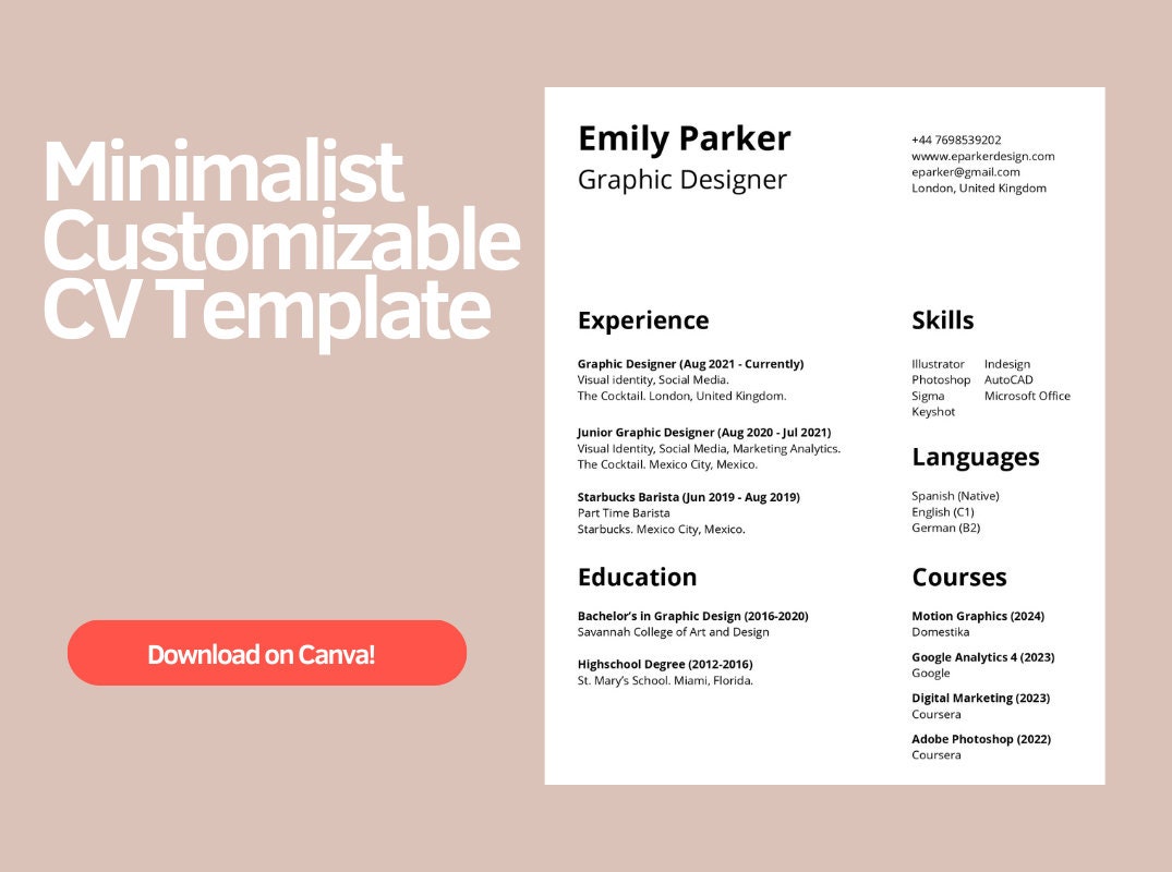 Minimalist Resume Template, Simple Modern Resume Template, Professional ...