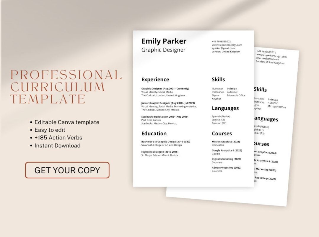 Minimalist Resume Template, Simple Modern Resume Template, Professional ...