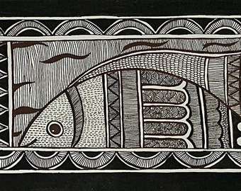 Buy Madhubani Fish, Mithila Painting, Authentic Mithila Art ...