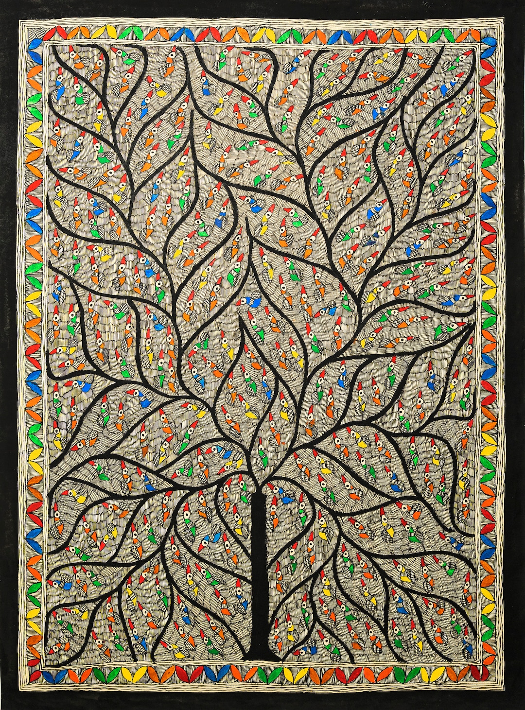 Handmade Tree of Life Madhubani Painting (unframed) - Etsy