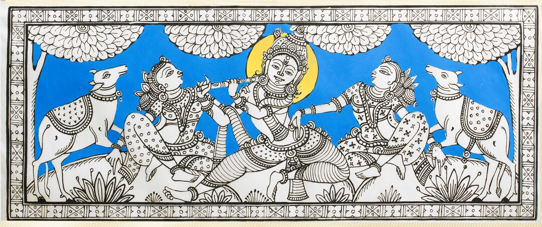 Hand Painted Lord Krishna Pattachitra Painting - Etsy