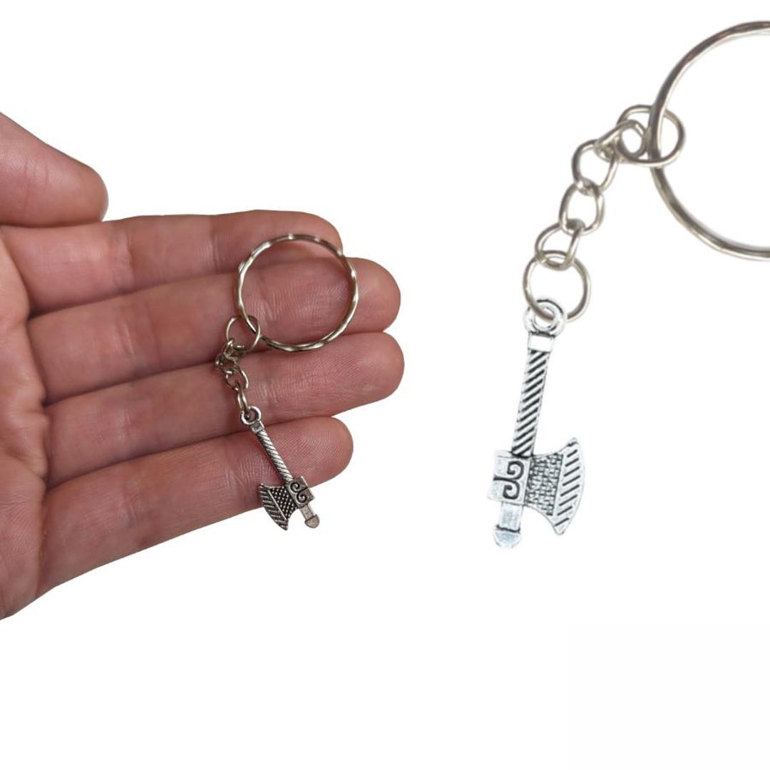 Small Metal Axe Keyring Viking Medieval Battle Keychain Celtic Norse ...