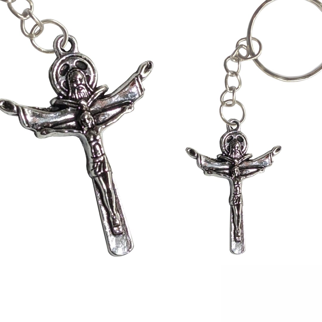 Jesus Christ Keyring Silver Cross Keychain Gift Christian Holy Crucifix ...