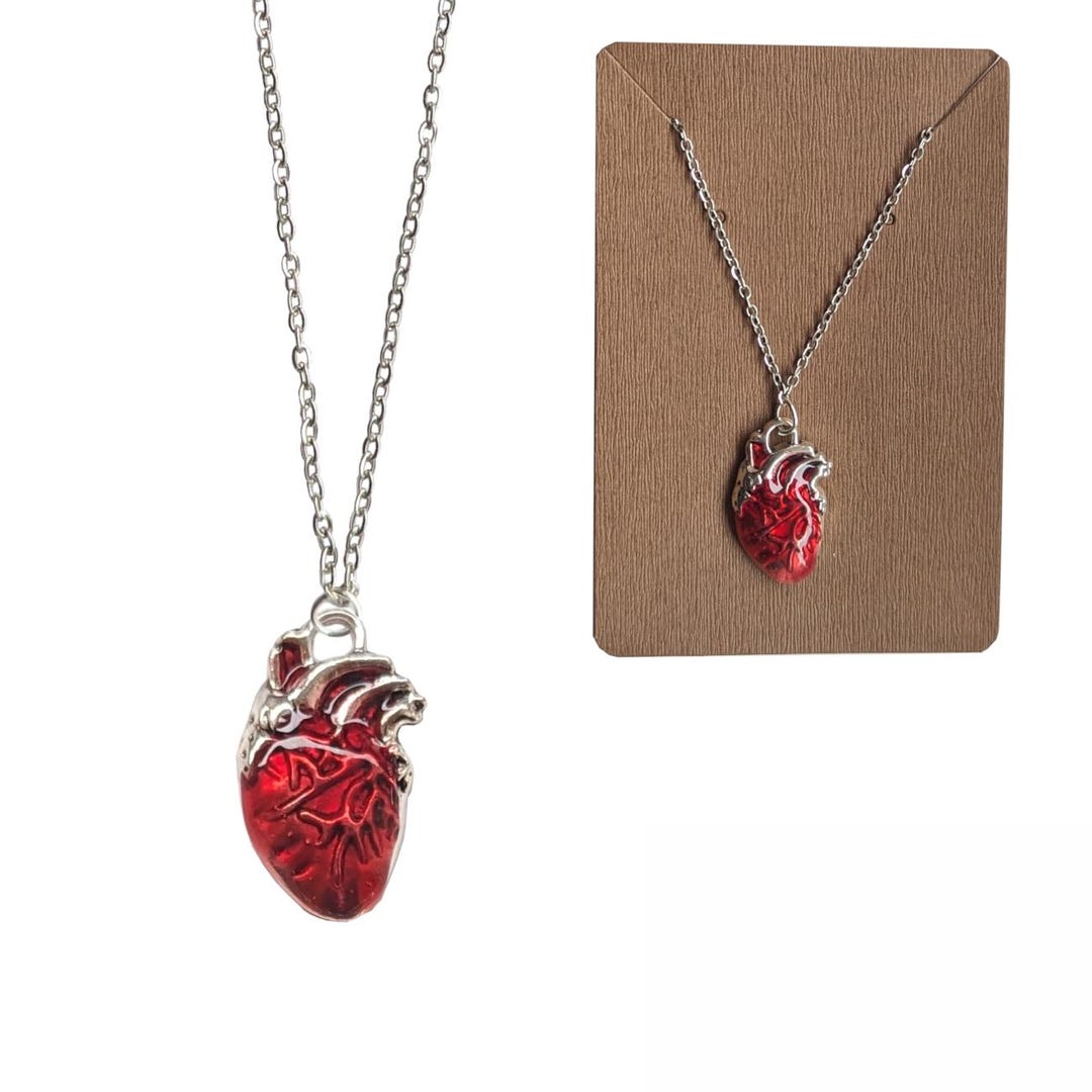 Pumping Heart Necklace Organ Jewellery Gothic Pagan Gift Chain Veins ...