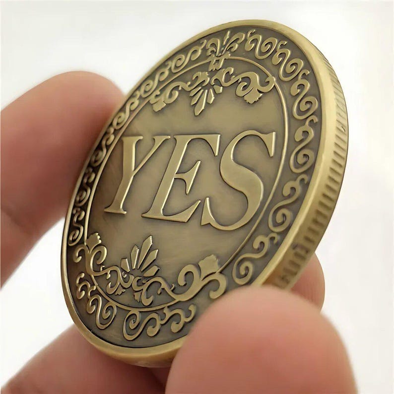Yes No Coin Decision Maker Making Flip Metal Coin Gift Collectable ...