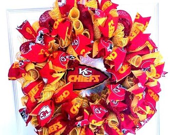 Chiefs Wreath, Kansas City Chiefs Fan Wreath, NFL Football Wreath, - Etsy