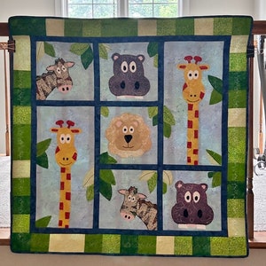 Baby Gift, Baby Quilt, Zoo Animals Baby Quilt, Baby Shower, Handmade ...