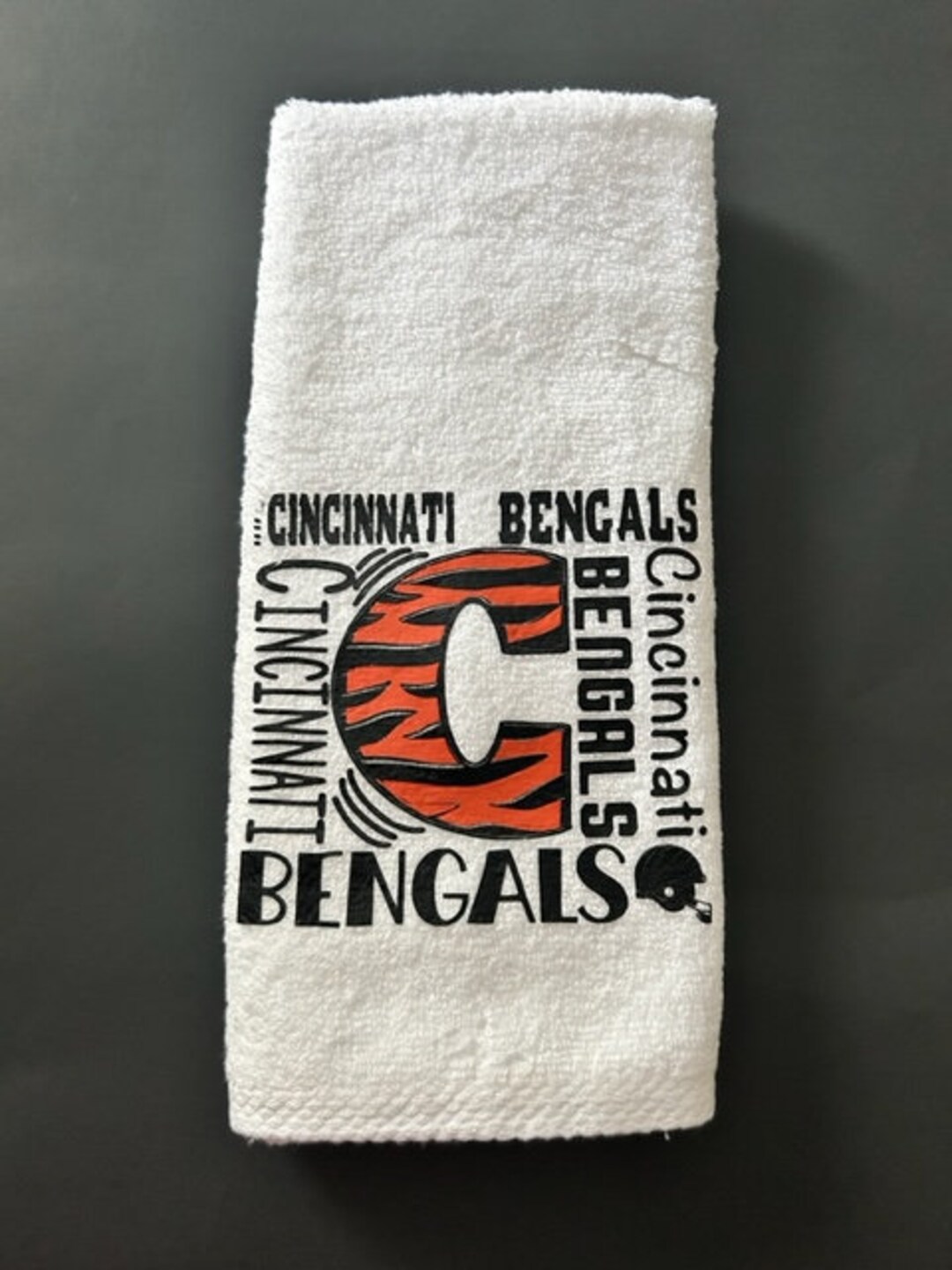 Bengals Hand Towel, Fathers Day Gift, Cincinnati Bengals Gift, White ...