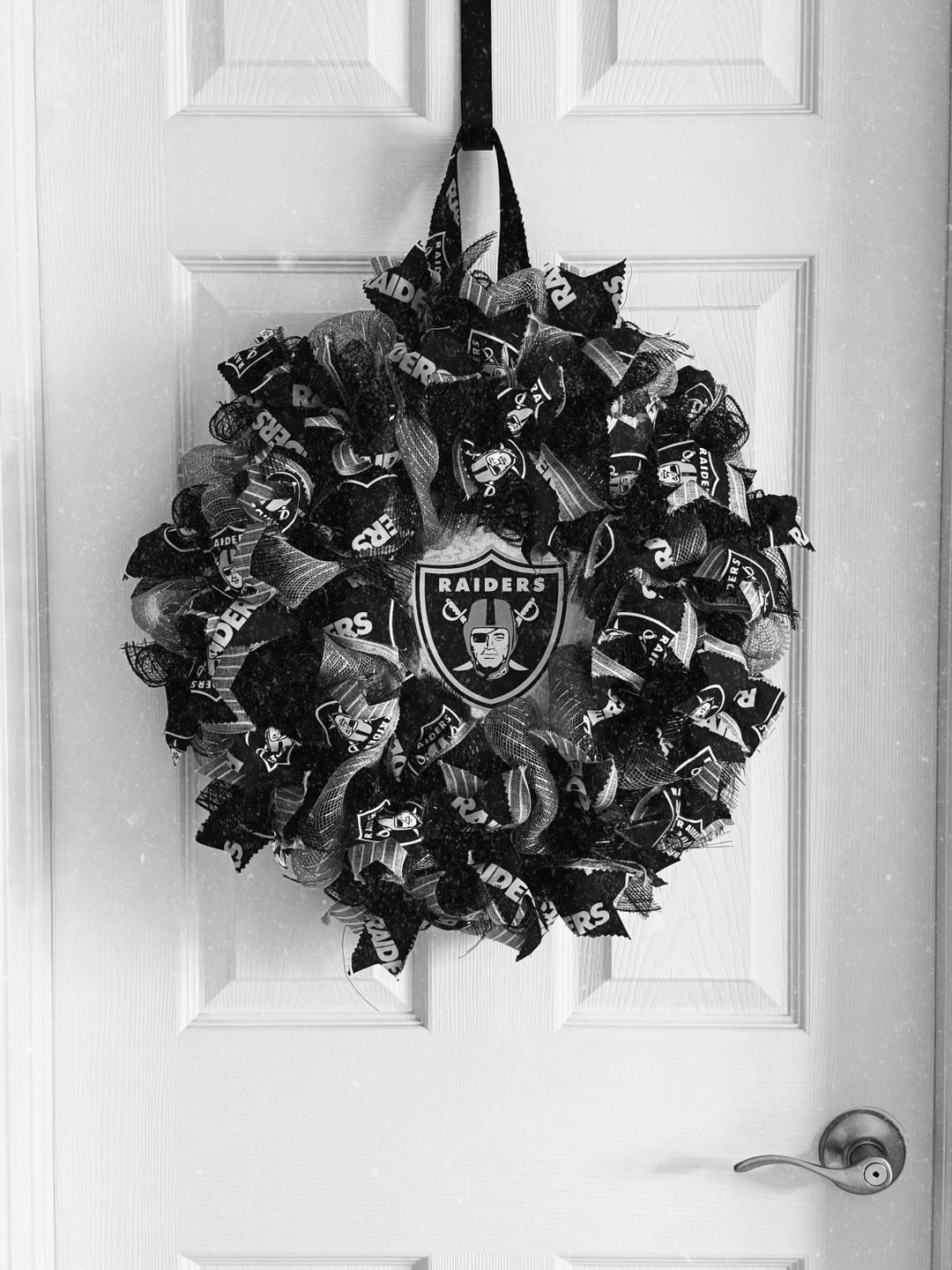 Raiders Football Wreath, Handmade Decomesh Door Hanger - Etsy