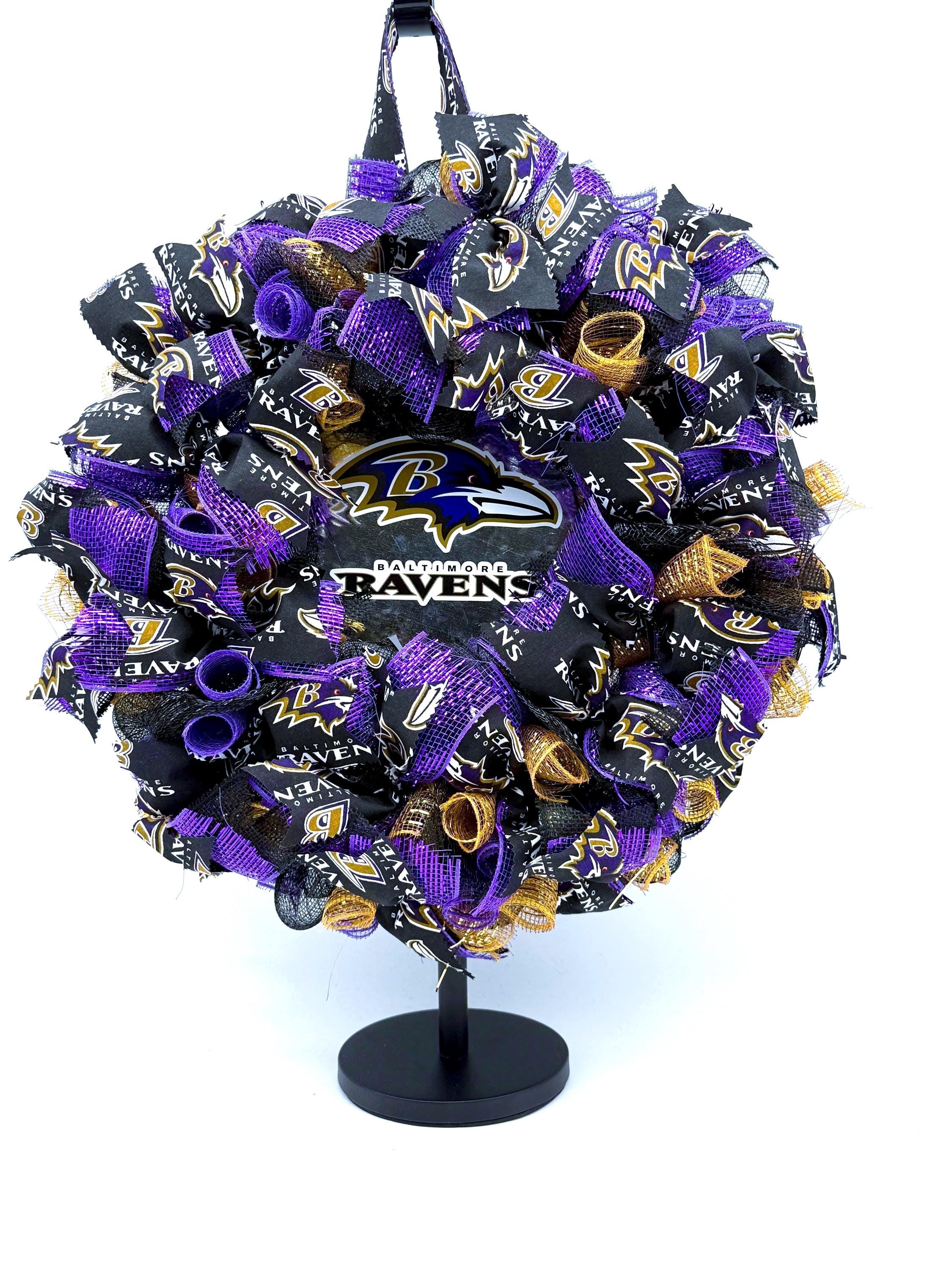 Baltimore Ravens Football Wreath, 23-inch Team Decor, Game Day Front ...